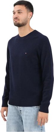 Tommy Hilfiger Homme, Pulls, Bleu, Taille: M Pull Ras du Cou en Pure Laine dAgneau