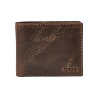 Fossil Geldb&ouml;rse f&uuml;r Herren Derrick, Leder Bifold Dunkelbraun L 12,4 cm, B 0,5 cm, H 8,9 cm ML3771201