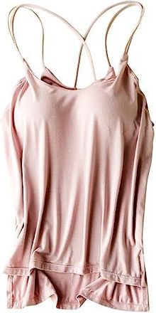 Generic Camisole avec Soutien-Gorge intégré en Coton pour Femme - Caraco réglable avec Soutien-Gorge à Armatures, Z02 Rose, L