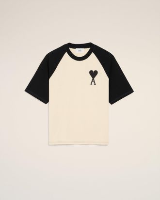 Ami T-shirt Blanc Manches Courtes Ami De Coeur En Coton Ivory & black - XXL - Unisex