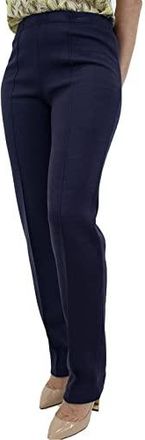 CARLA FERRONI Pantalon Femme en Laine Jersey Chaud Doux Élastique Taille Haute, bleu, 46