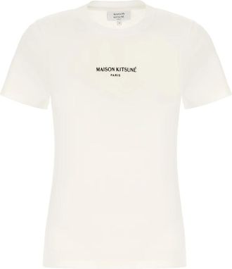 Maison Kitsun&eacute; Femme, Tops, Beige, Taille: 38 FR Paris Baby Tee-Shirt