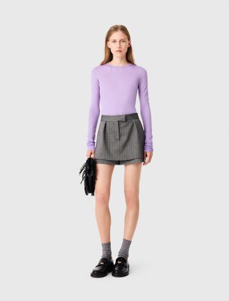 Maje Short Trompe-lail Tailleur Strass&eacute; - Gris - Maje