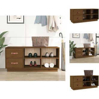 vidaXL Vidaxl - Schuhbank Honigbraun 100x34x45 cm Massivholz Kiefer - Holz Schuhbank - Schuhschrank - Kiefernholzm&ouml;bel - Garderobe - Einbauschrank