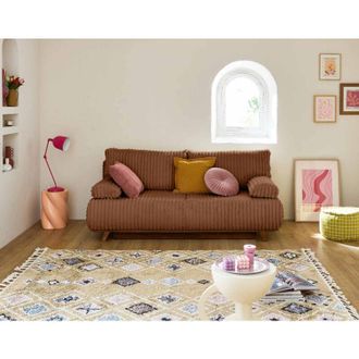 Best Mobilier Bestmobilier - Cristal - 3-sizter sofa - schlaffunktion und bettkasten - aus geripptem kunstpelz - rostfarben