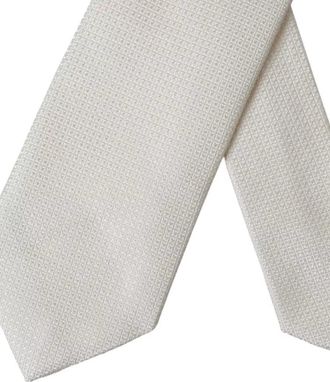 Dolce & Gabbana Mens Off White Patterned Silk Classic Adjustable Tie