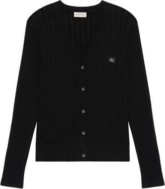 Calvin Klein Cardigan c&ocirc;tel&eacute; &agrave; logo en coton