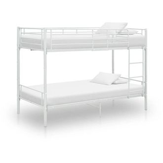 vidaXL Etagenbett Wei&szlig; Metall 90&times;200 cm Vidaxl