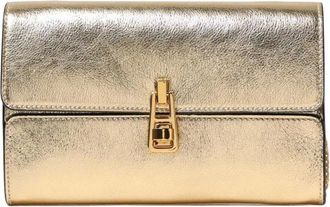 Coccinelle Femme, Accessoires, Jaune, Taille: ONE Size Pochette en cuir m&eacute;tallis&eacute; avec bandouli&egrave;re cha&icirc;ne