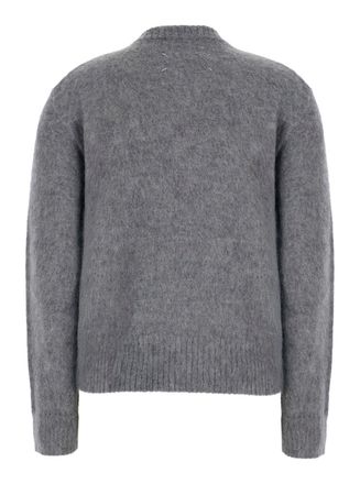 Maison Margiela Floral-Intarsia Wool-Alpaca Blend Sweater - Gray