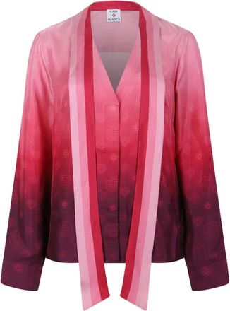 Casablanca Femme, Blouses et Chemises, Multicolore, Taille: 42 FR Pink Gradient Silk Wrap Shirt
