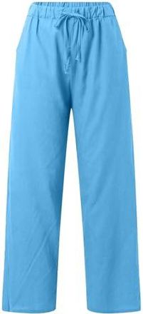 Generic Pantalon large pour femme - Coupe cintr&eacute;e - Extensible - &Eacute;lastique au quotidien - Poches &agrave; la taille - Couleur unie - Pantalon d&eacute;contract&eacute; ample - V&ecirc;t