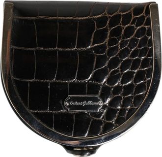 Dolce & Gabbana Homme, Accessoires, Noir, Taille: ONE Size Porte-monnaie en Cuir de Crocodile Noir