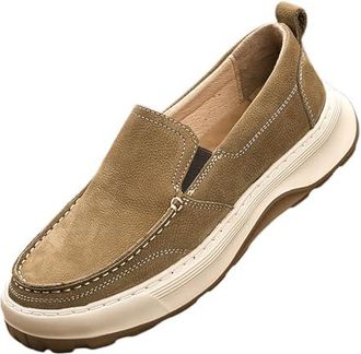 Generic Mocassins d&eacute;contract&eacute;s en cuir v&eacute;ritable pour homme - Antid&eacute;rapants et l&eacute;gers - Pour la marche et la conduite, kaki, 41 1/3 EU