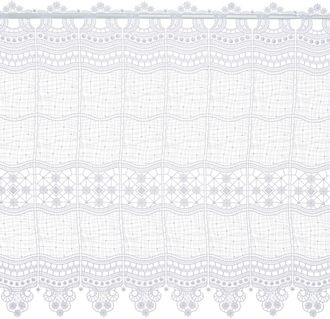 Plauener Spitze by Modespitze, Store Bistro Gardine Scheibengardine mit Stangendurchzug, hochwertige Stickerei, Höhe 58 cm, Breite 96 cm, Weiß