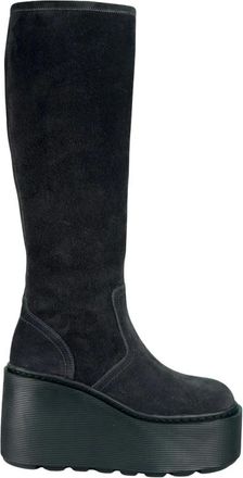 Vic Mati&eacute; F20 Zeppa Bottine en Daim Ray&eacute; - Femme - Chaussures - Noir - Taille: 37 EU