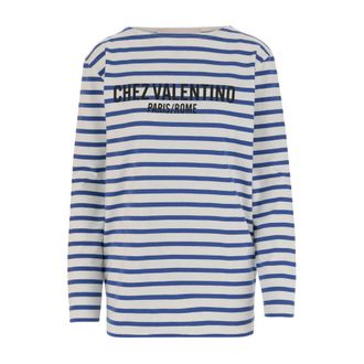 Valentino Garavani L&auml;ssiges Baumwoll-T-Shirt mit einzigartigem Design - - Tops - Damen - Blau - XS