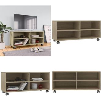 vidaXL Vidaxl - TV-Schrank mit Rollen Sonoma-Eiche 90x35x35 cm Holzwerkstoff - TV-Schrank - Holzwerkstoff - Sonoma-Eiche - Wohnwand - Fernseherregal - Home