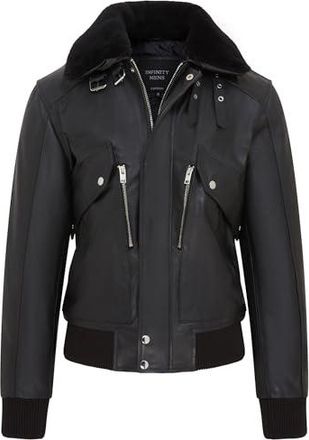 Infinity Leather Blouson Aviateur en Cuir de Vache Noir Air Force A2 USAF Pour Hommes