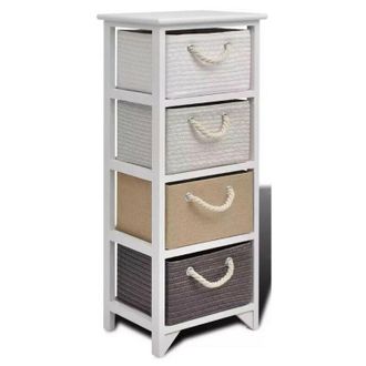 Les Tendances Chiffonnier 4 tiroirs bois paulownia massif blanc Claireau