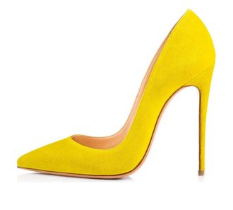 EDEFS Damen Spitze Pumps Stiletto High Heels Schuhe Party Abendschuhe Yellow Größe EU41