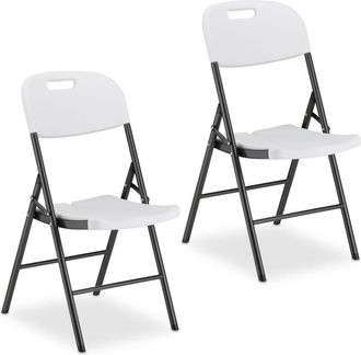 Relaxdays Relaxdays - Klappstuhl, 2er Set Gartenstuhl für Terrasse & Balkon, 150 kg, wetterfest, klappbar, Balkonstuhl, schwarz/weiß