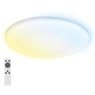 Briloner Rowny led Plafonnier salle de bain, variateur, t&eacute;l&eacute;commande, lumi&egrave;re indirecte, protection contre les &eacute;claboussures et la poussi&egrave;re, blanc, &Oslash;35 x 5,5