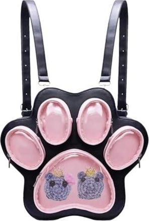 Generic Sac &agrave; dos pour &eacute;coli&egrave;res | Sac &agrave; dos d&eacute;cole en forme de patte de chat - Sac de rangement l&eacute;ger en peluche pour filles et &eacute;tudiantes, noir/noyer, Refer