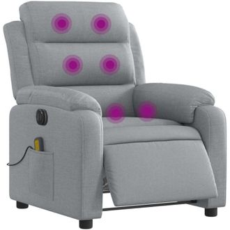 vidaXL Massagesessel Elektrisch Hellgrau Stoff - Vidaxl