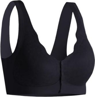 Generic Tenue de fitness pour femme &agrave; lavant et dentelle fronc&eacute;e, grande taille, sans couture, beau dos, sans couture, Noir, XXL