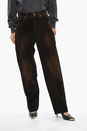 Tory Burch F&uuml;nf-Taschen-Hose Aus Velours Mit Logoknopf Tory Burch