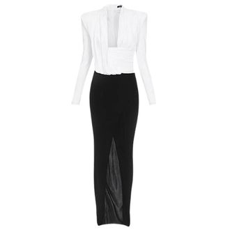 Balmain Drapierter langer Morgenmantel - - Dresses - Damen - Schwarzk - S