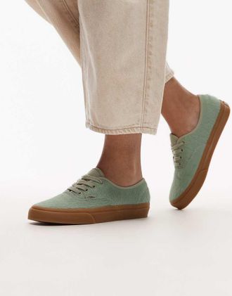 Vans Authentic - Sneaker in Salbeigr&uuml;n mit Ponyfelloptik