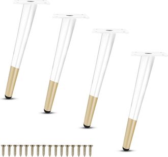 Generic Verstellbare M&ouml;belbeine Aus Metall - 4 St&uuml;ck rutschfeste Sofa Beine, Bett F&uuml;&szlig;e F&uuml;r Tisch, TV-St&auml;nder, Schr&auml;nke, Verdickte St&uuml;tzf&uuml;&szlig;e Mit Gummipads(Gold