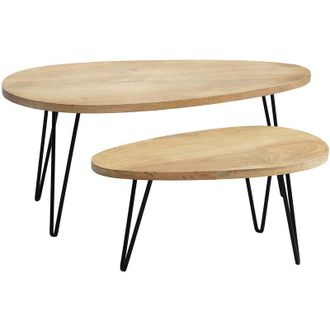 Miliboo Miliboo - Verschachtelte Couchtische aus solidem Mangoholz und Metall (2er-Set) vibes