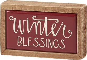 Primitives By Kathy Winter Blessings Box Schild Mini - Holz, 10,2 x 6,3 x 2,5 cm