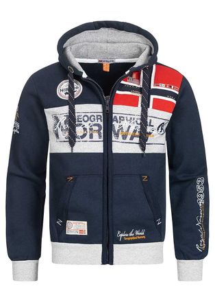 Geographical Norway Flyer Men - Hoodie herren mit Kapuze Zip Tasche Känguru Mann - Pullover Sweatshirt Warm Langarm - Hoody Männer Jungen Frühling Sommer Herbst Winter (M