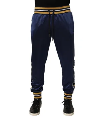 Dolce & Gabbana Mens Striped Nylon Joggers Blue