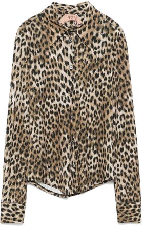 N°21 Bluse mit Leoparden-Print - Braun