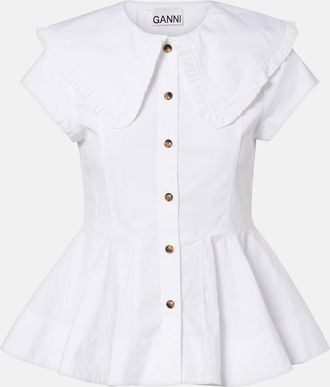 Ganni Chemise en coton m&eacute;lang&eacute;