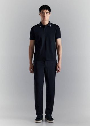 Mango Polo piqu&eacute; comfort stretch Coolmax bleu marine - Homme - XXL - MANGO MAN