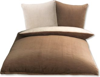 G&ouml;zze Wendebettw&auml;sche, Cashmere-Feeling, Bettbezug: 135 x 200 cm, Kissenbezug: 80 x 80 cm, Mikrofaser - Taupe/Wollwei&szlig;
