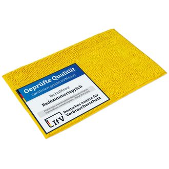 WohnDirect Badematte 50x80 cm Gelb - Saugstarker Duschvorleger & Badvorleger - Weicher Hochflor Badezimmerteppich Rechteckig, Waschbar & Oeko-Tex (Versand aus DE
