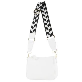 modamoda.de T230 Damen Leder Umh&auml;ngetasche Schultertasche handmade in Italy, Farbe:Wei&szlig;