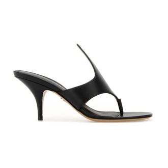 Ferragamo Schwarze Leder Lyrai Zehentrenner - - Shoes - Damen - Schwarzk - 39 1/2 EU