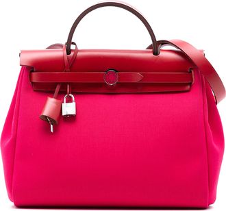 Herm&egrave;s Pink Toile Herbag Zip 31 Laque