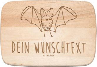 Mr. & Mrs. Panda Holzschneidebrett mit Gravur Fledermaus Fl&uuml;gel - Personalisierte Geschenke, Holzbrett, Fr&uuml;hst&uuml;cksbrettchen personalisiert, Schneidebrett, Fr&uuml;hst&uuml;cksbr