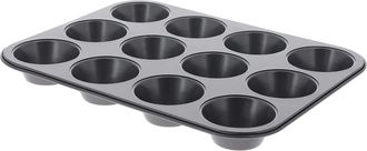 De Buyer de Buyer - Muffinblech mit 12 Muffins aus antihaftbeschichtetem Stahl - 34 cm x 26 cm x 3 cm - 4843.00, Schwarz