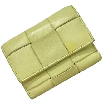 Bottega Veneta Portefeuille Pre-owned Intrecciato (tri-fold) - Femme - Pre-owned - Vert - Taille: ONE Size