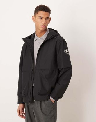 Calvin Klein Jeans Veste coupe-vent oversize en tissu ripstop avec capuche - Noir